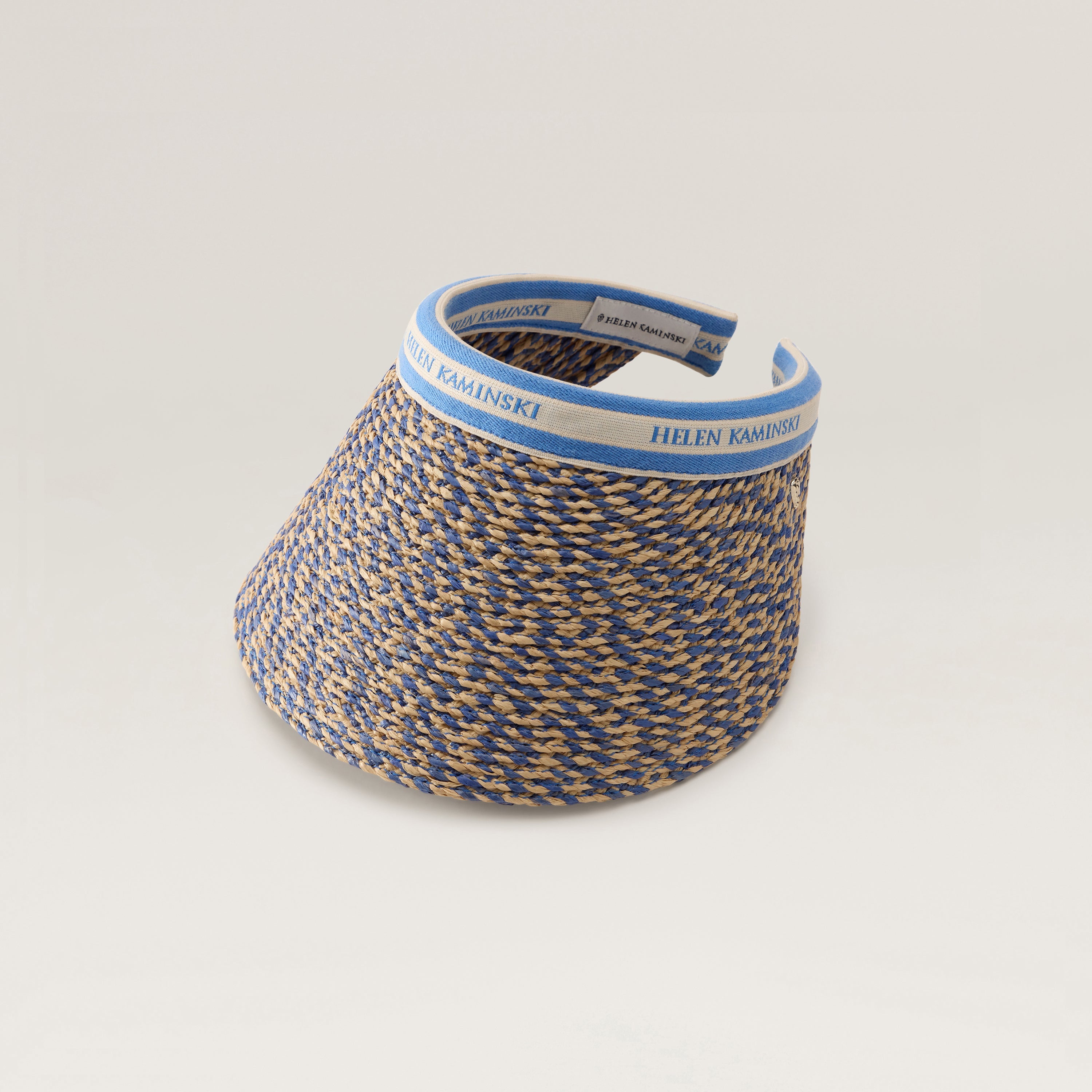 Bianca 12 Raffia Logo Visor - Lapis Melange/Lapis | Helen Kaminski US