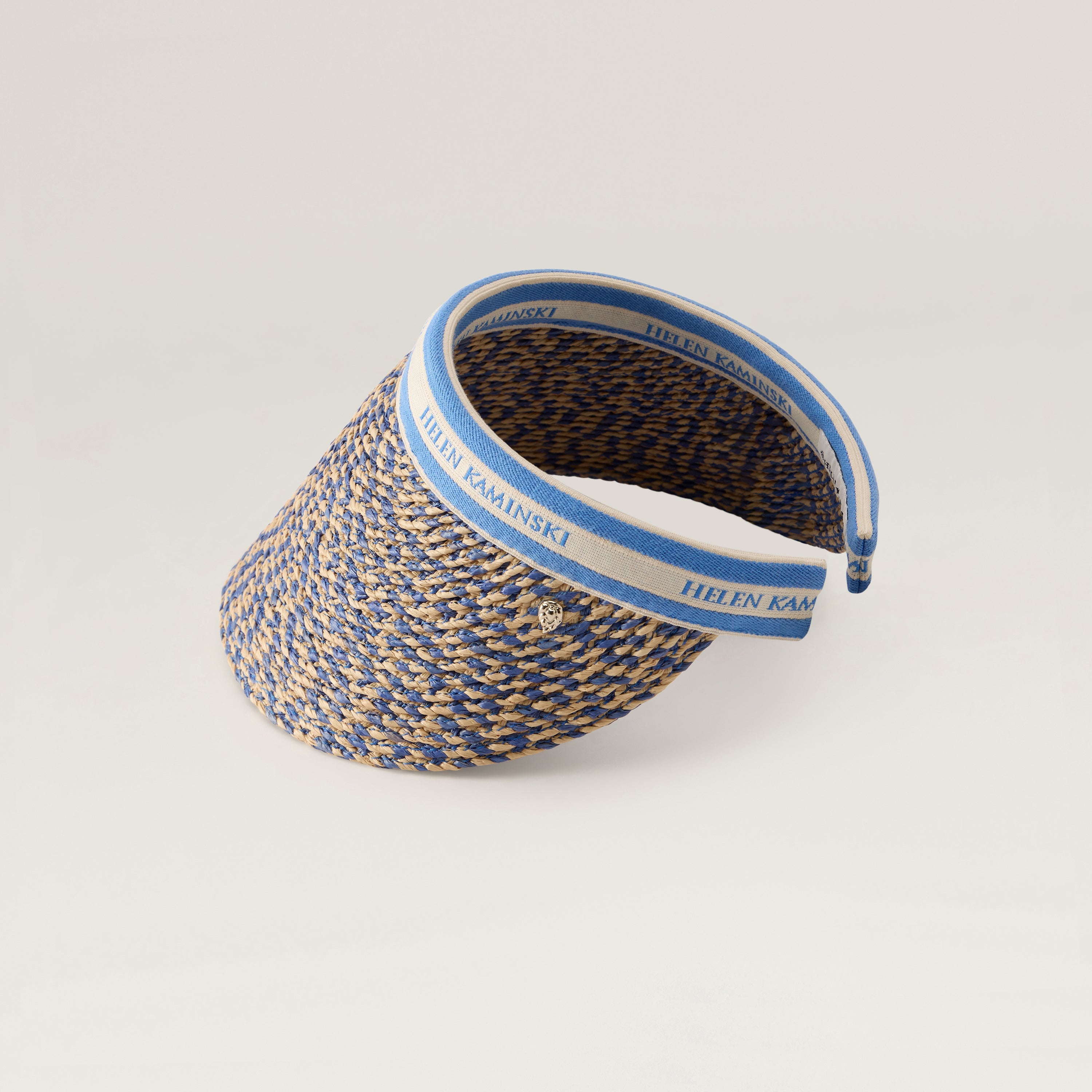 Bianca 12 Raffia Logo Visor - Lapis Melange/Lapis | Helen Kaminski US