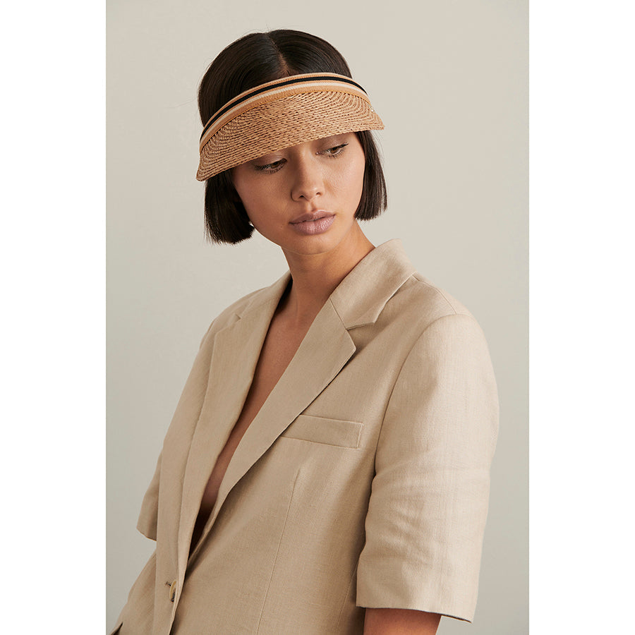 Buy Bianca 8 Stripe Visor - Nougat Black - Helen Kaminski