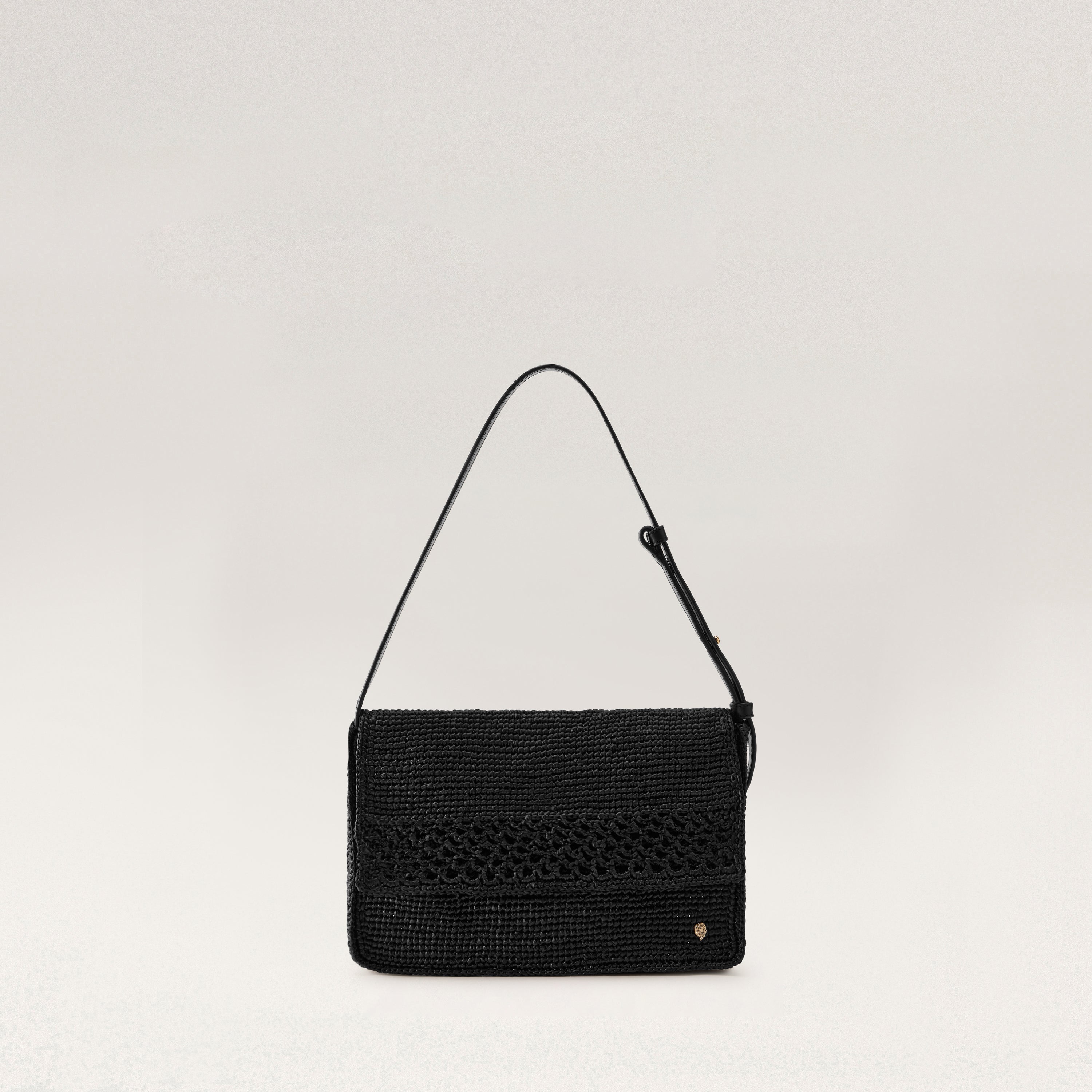Poppy Raffia Crochet Crossbody Bag - Charcoal | Helen Kaminski US