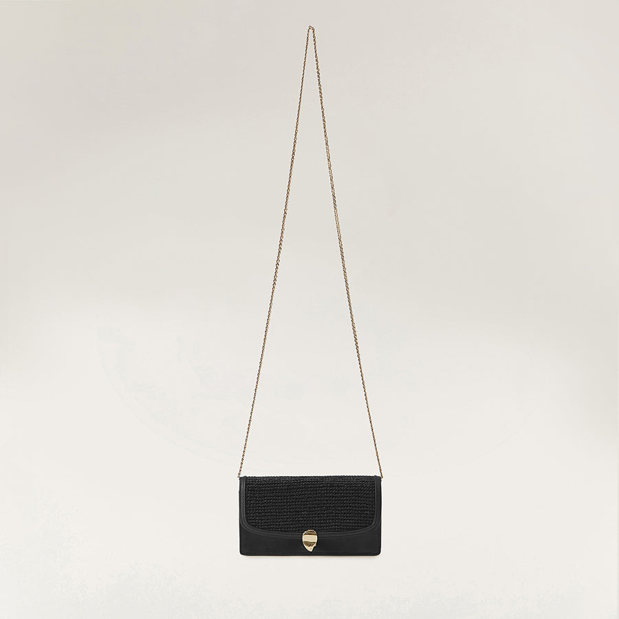 Adelie Raffia Wallet for Women Charcoal - Helen Kaminski US