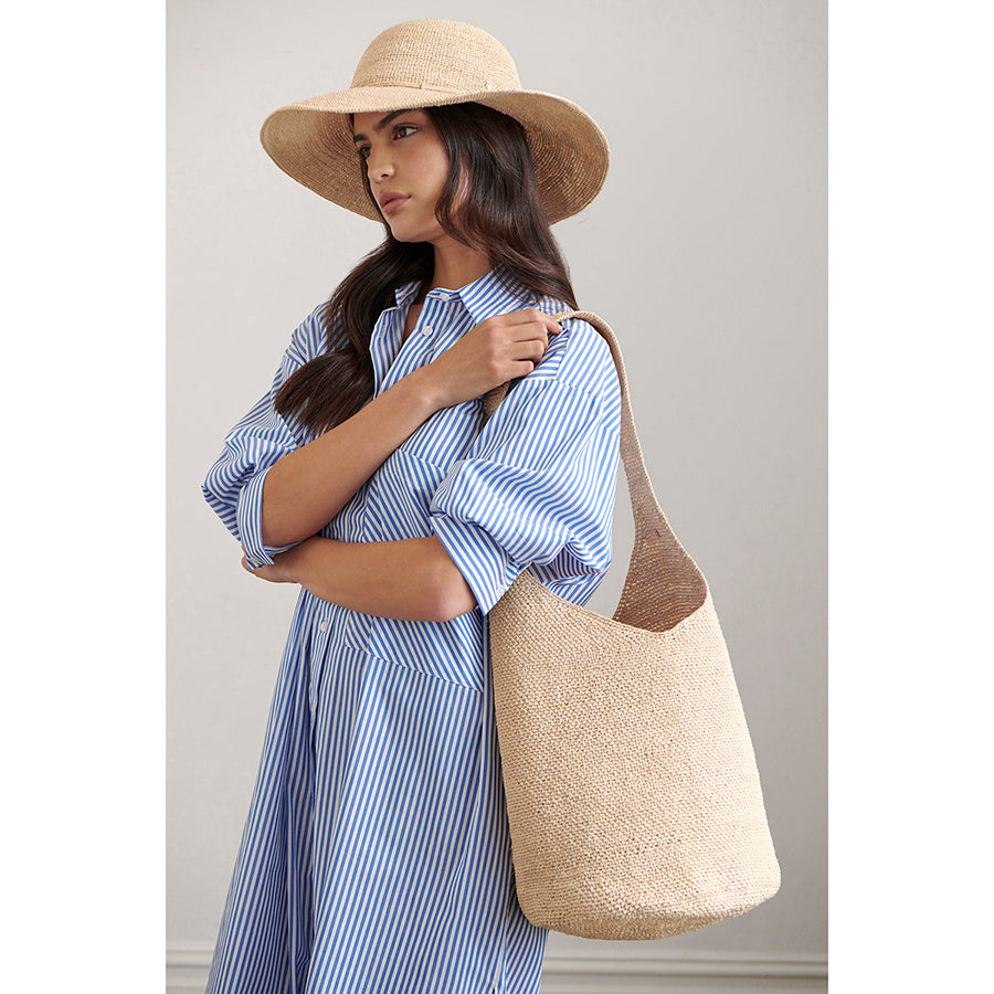 Shop the Tahani Wide Angled Brim Round Crown Hat in Natural | Helen ...